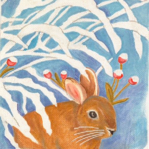 SSS-PL-01-Sarah Saltus – Winter Bunny w/ Red Berries in Sparkly Snow ...